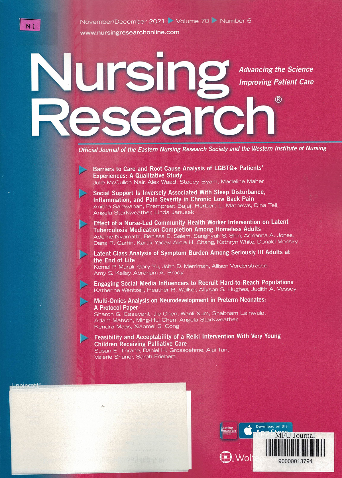 Nursing Research – Current Contents Service